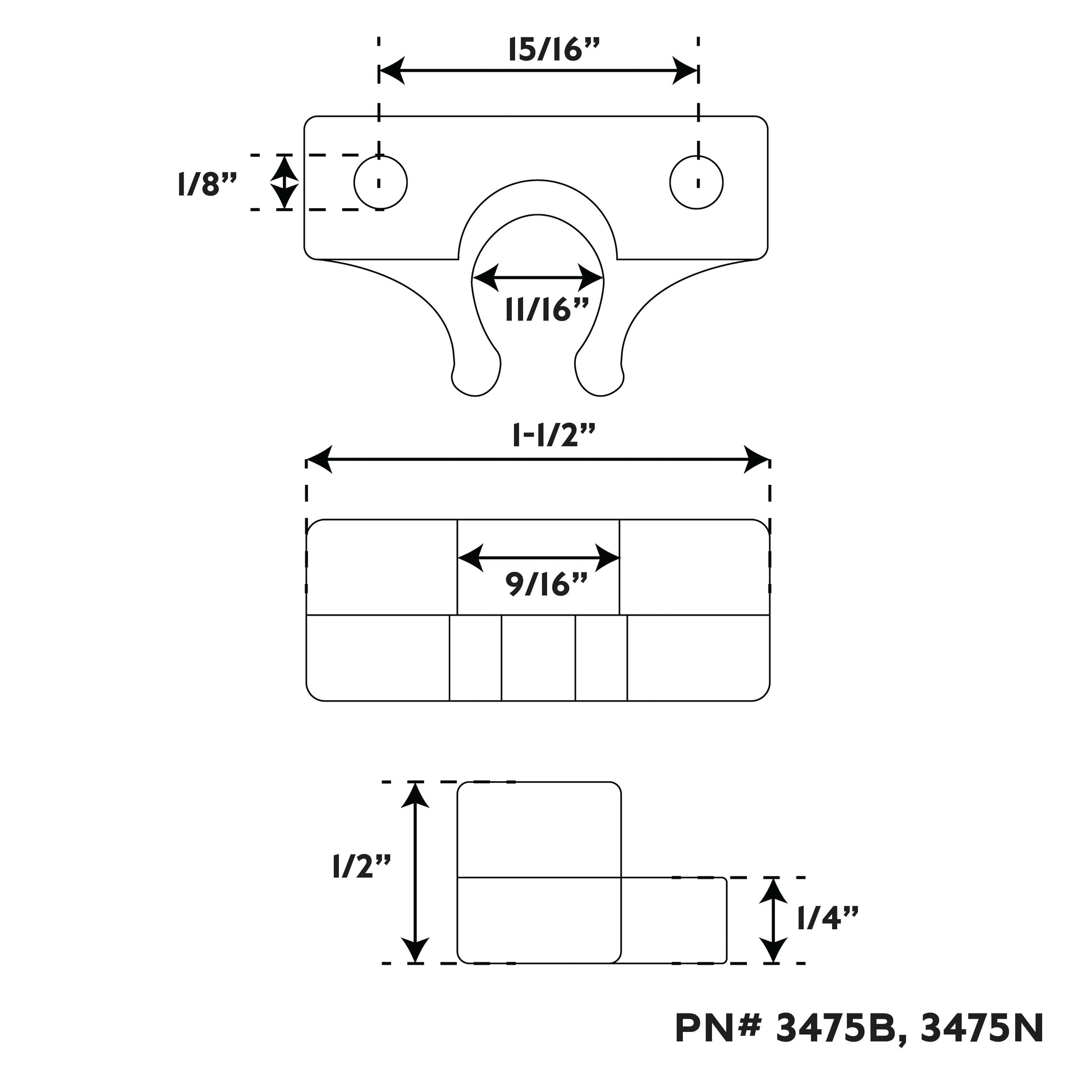 3/4" Inside Eye End Bracket – Whitecap Marine Hardware
