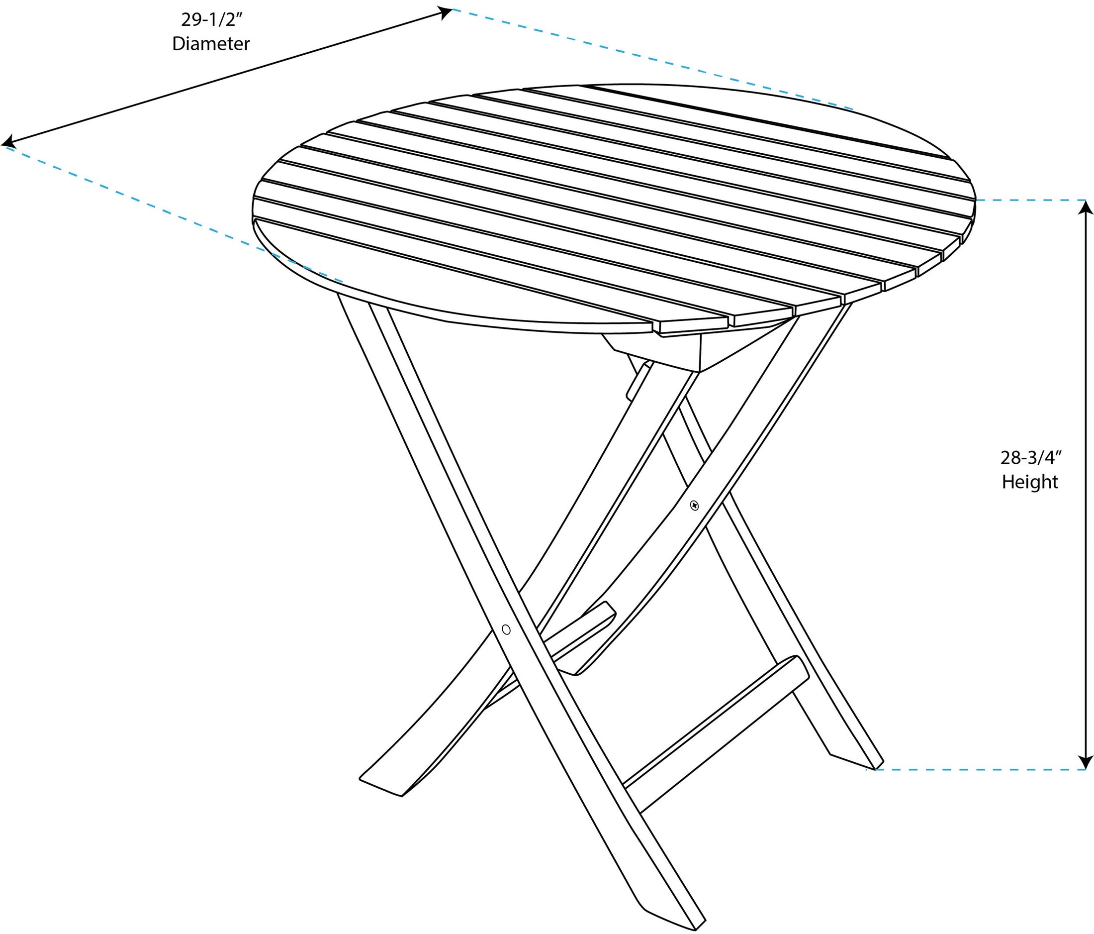 Round Slat Table – Whitecap Marine Hardware