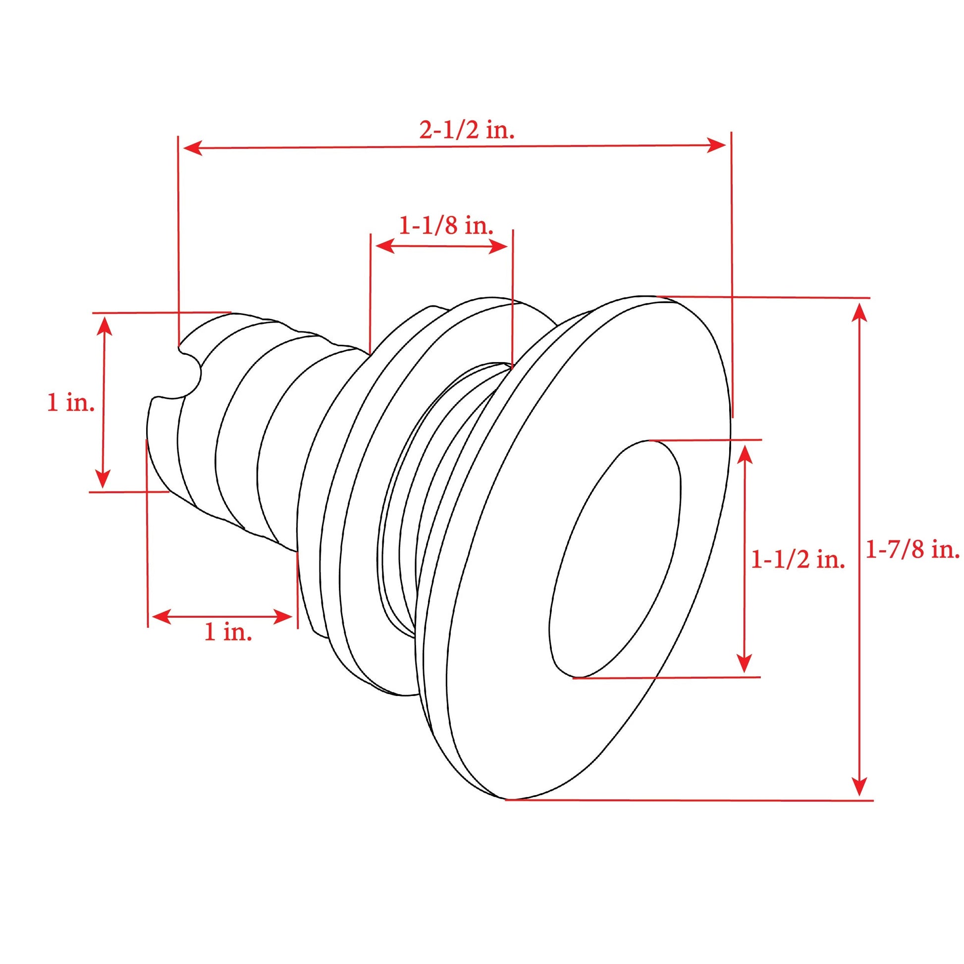 1" Thru Hull with Barb – Whitecap Marine Hardware