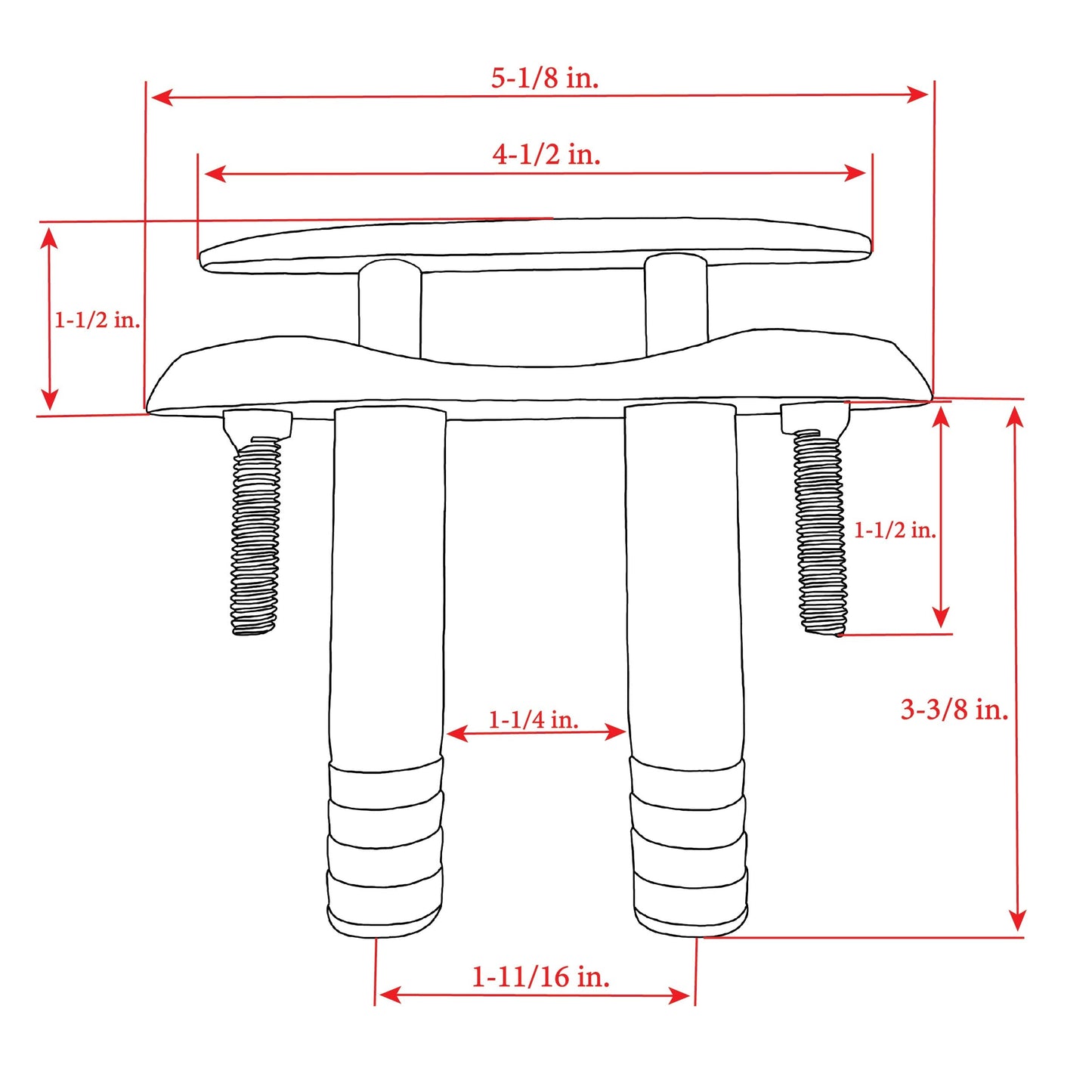 6" Stainless Steel E-Z Push Up Cleat – Whitecap Marine Hardware