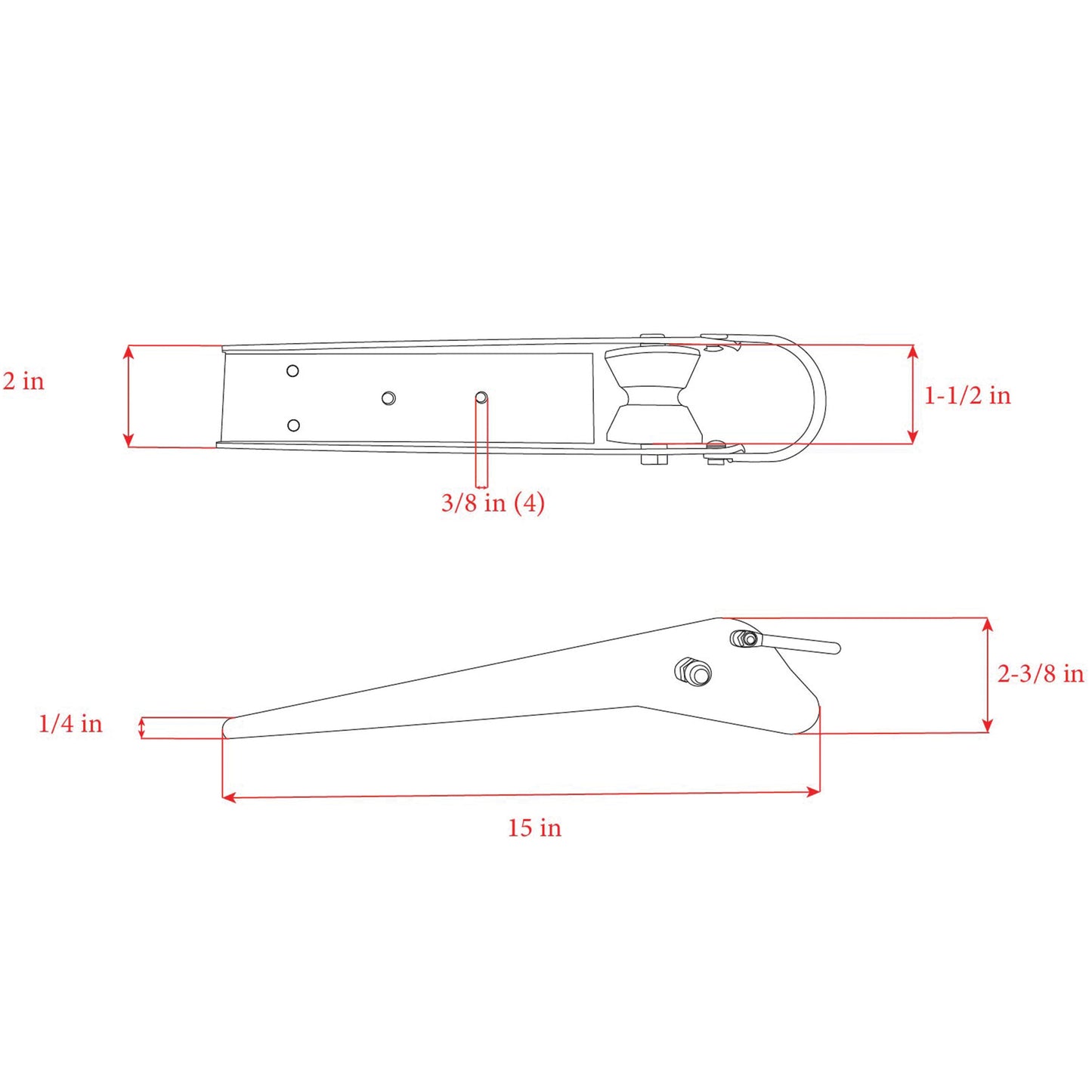 15" Danforth/Fortress Anchor Roller – Whitecap Marine Hardware