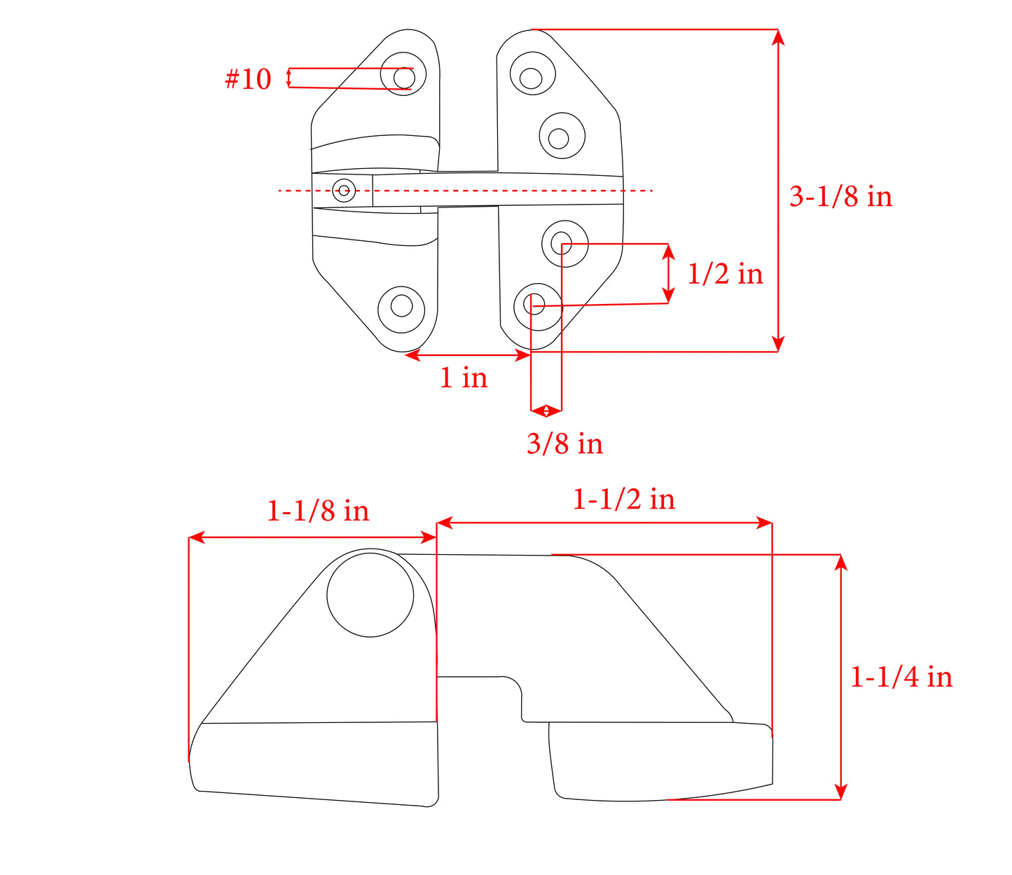 Polished Brass Standard Hatch Hinge – Whitecap Marine Hardware