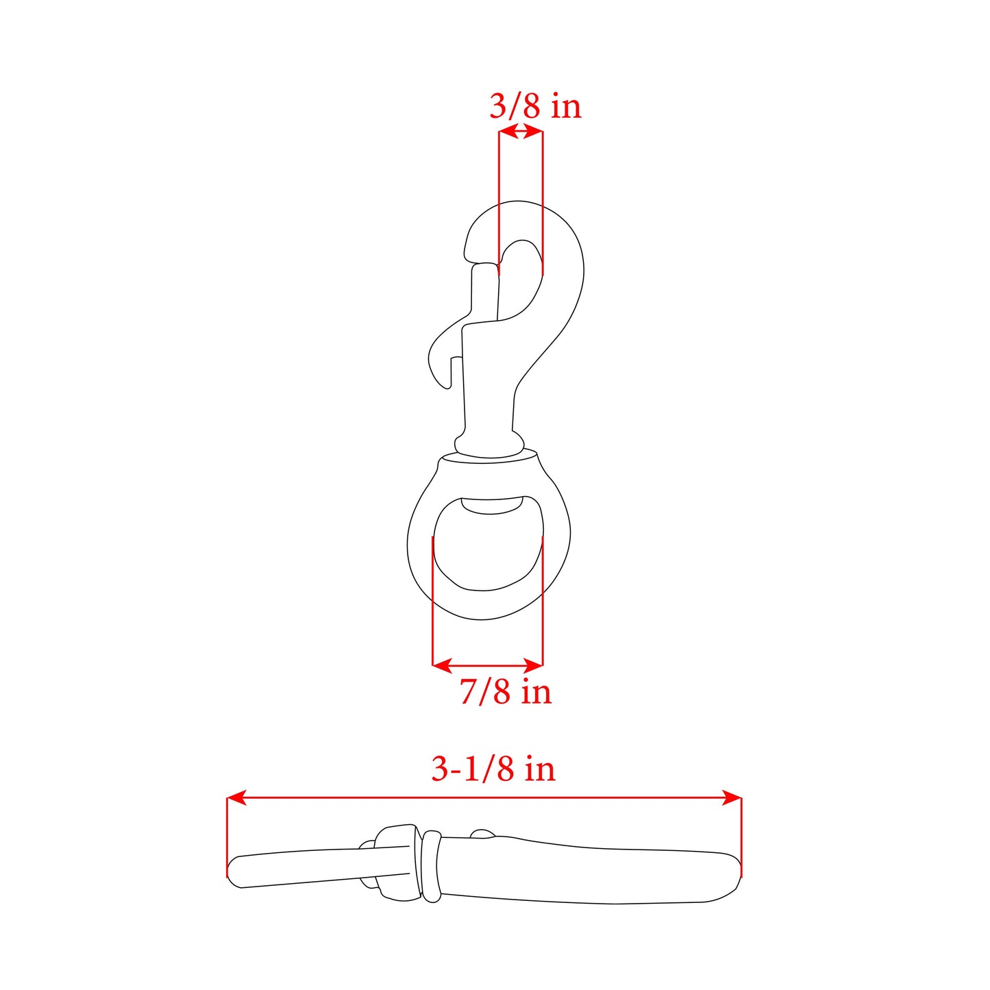 3-1/8" Long Bronze Swivel Eye Boat Snap – Whitecap Marine Hardware