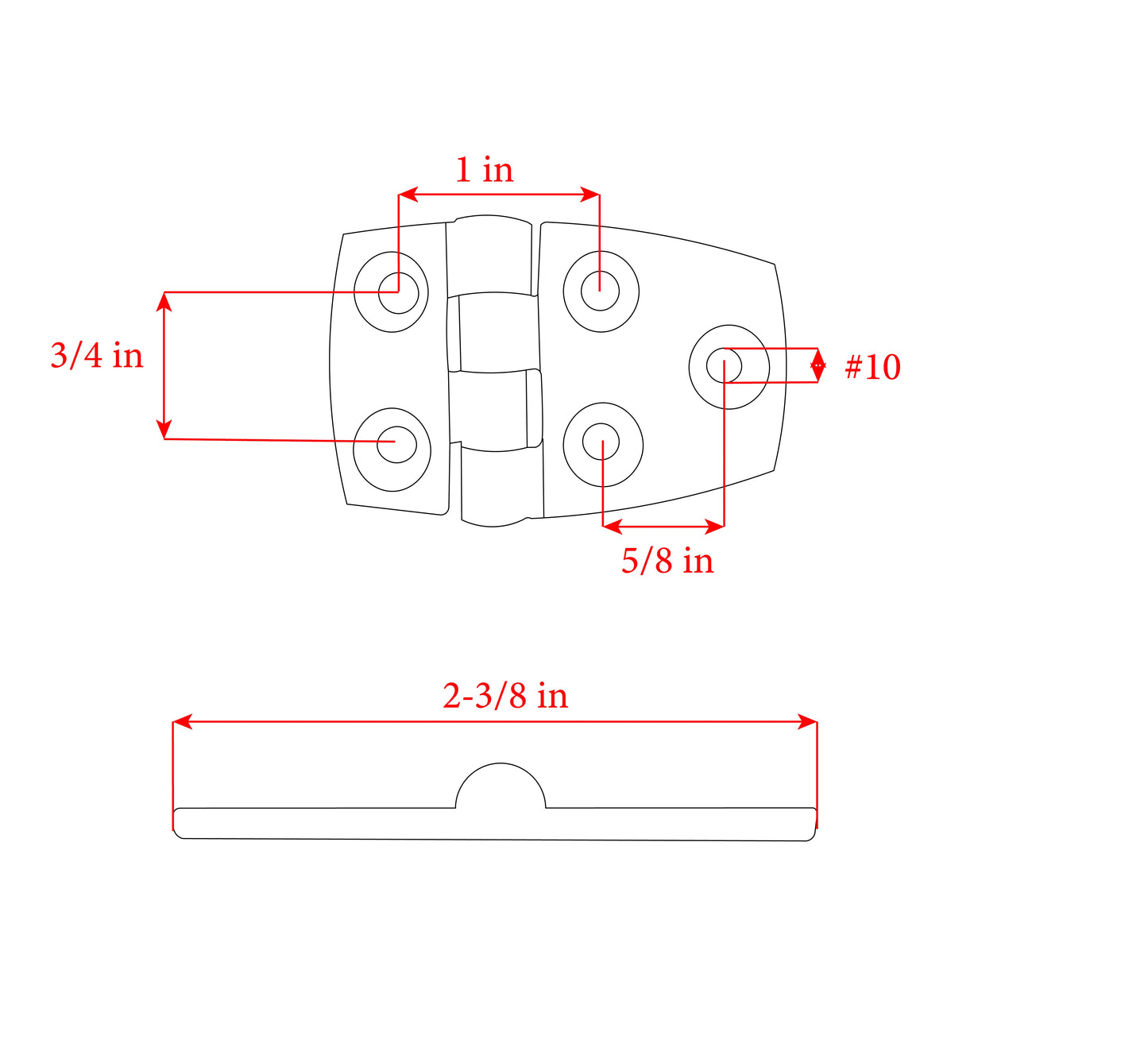 White Nylon Shortside Door Hinge – Whitecap Marine Hardware