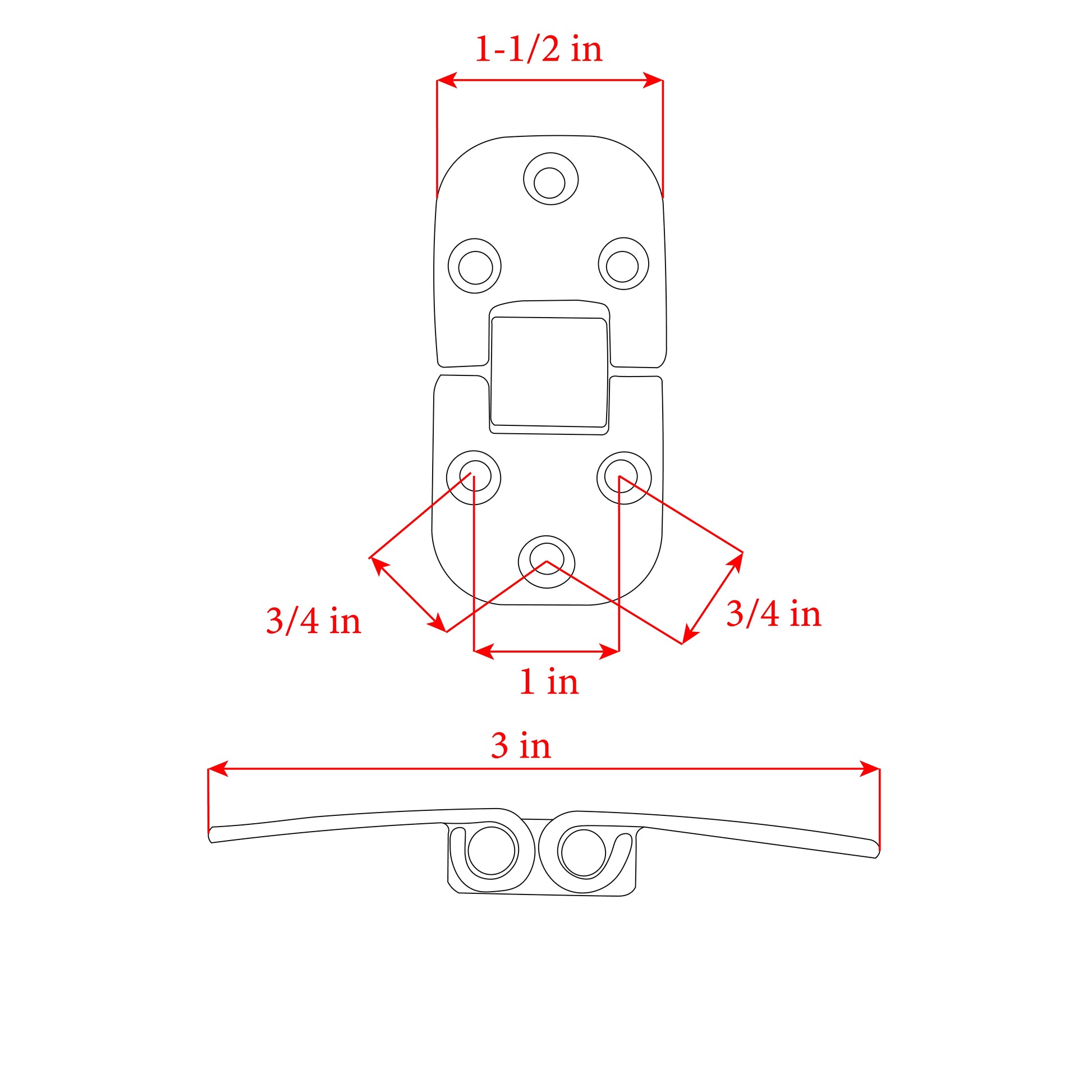 3" 304 Stainless Steel Flush Mount Hinge – Whitecap Marine Hardware