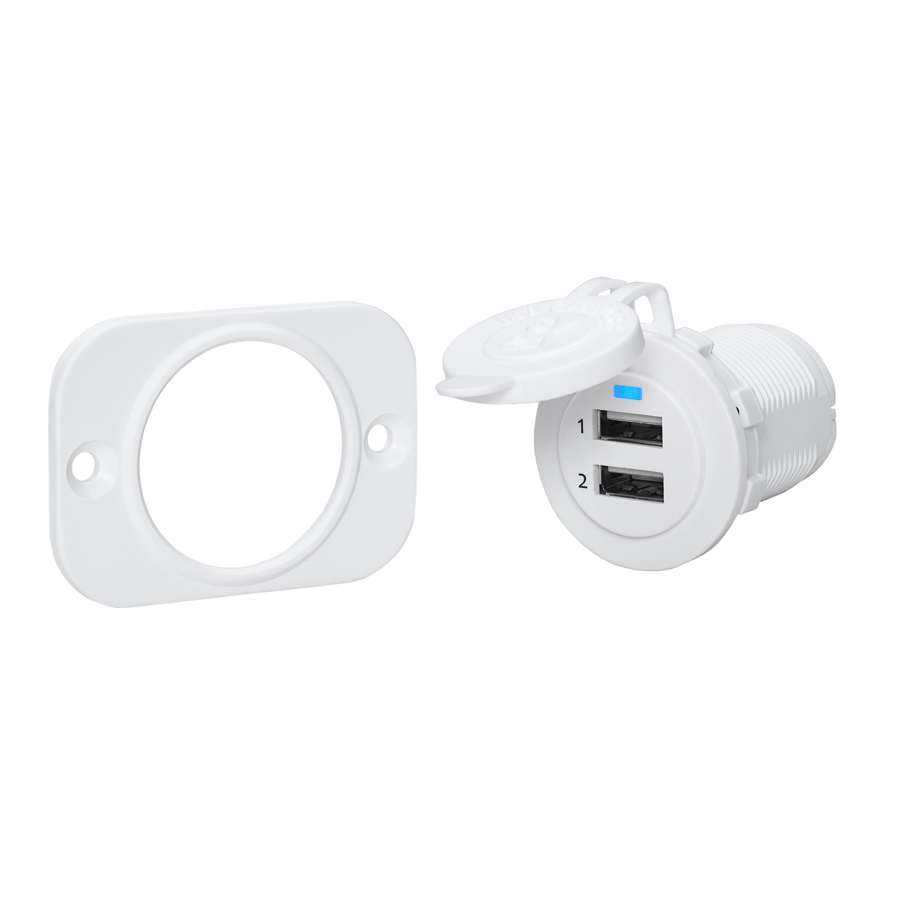 White Nylon Dual USB Charging Port – Whitecap Marine Hardware