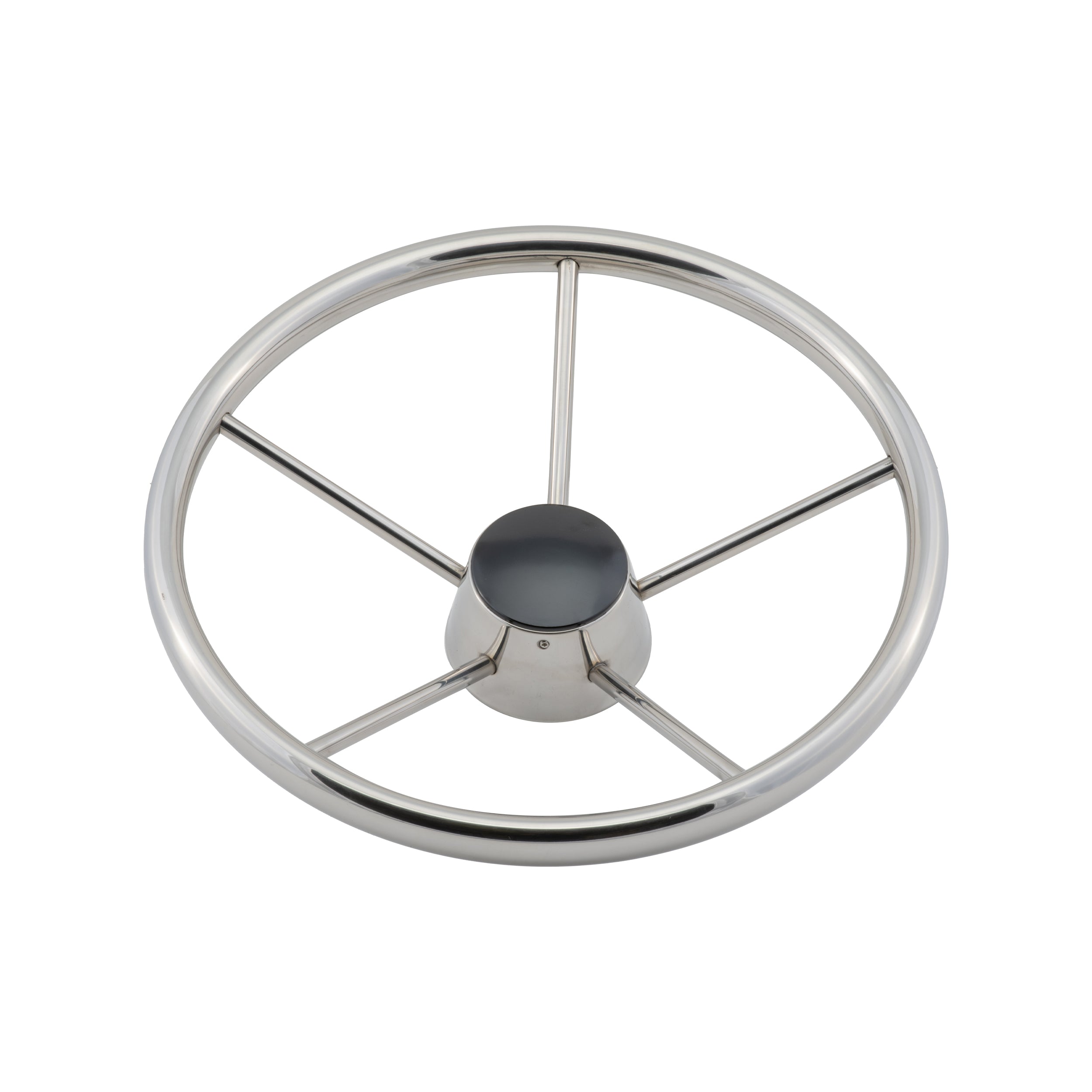 13-1/2" 304 Stainless Steel Destroyer Steering Wheel with Black Cap ...